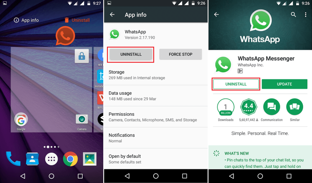 Uninstall WhatsApp from Android - Supportive Guru