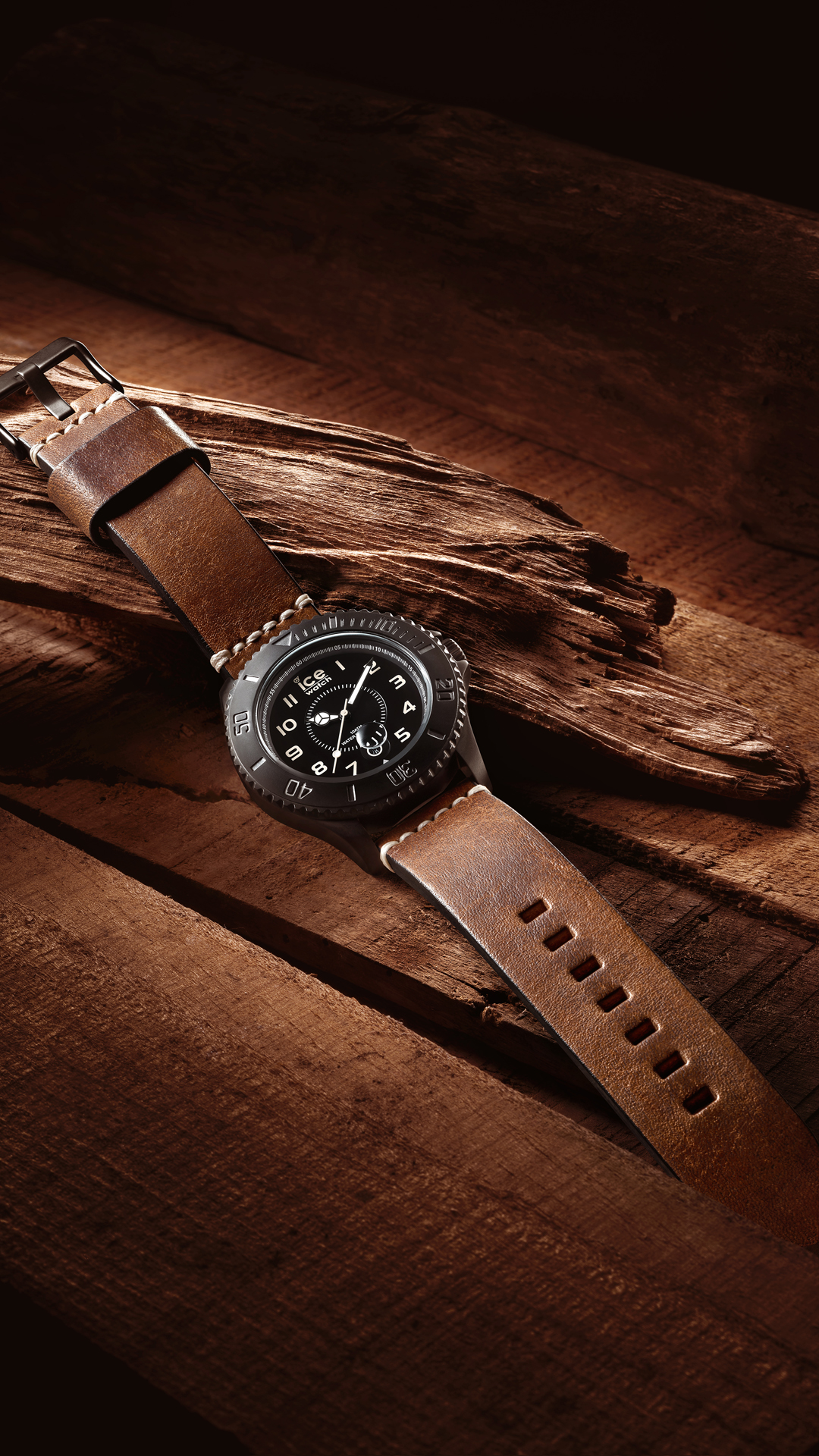 Mobile Hd Wallpaper Black Watch With Brown Leather Strap Mobile HD Wallpaper Supportive Guru