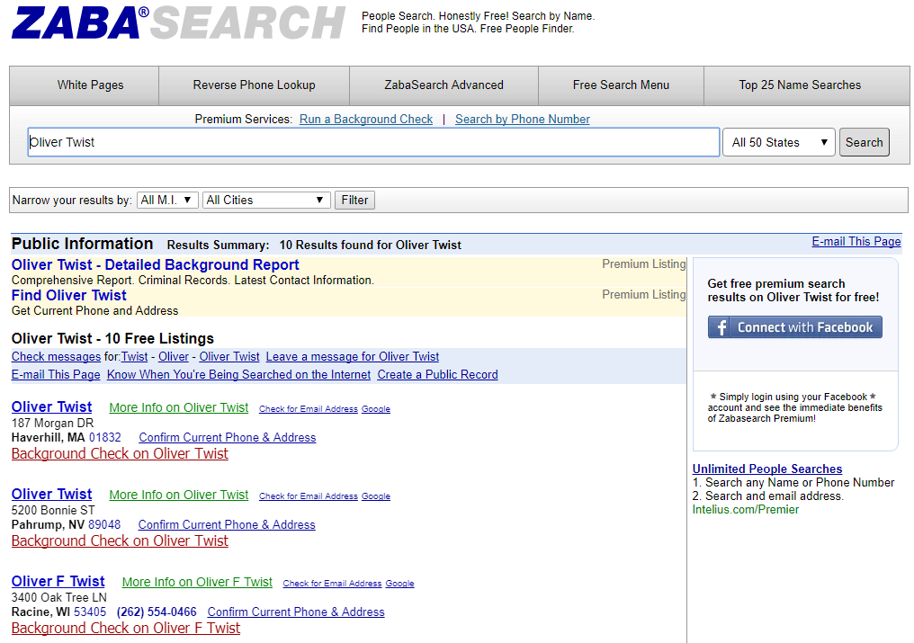 Zabasearch Free Lookup